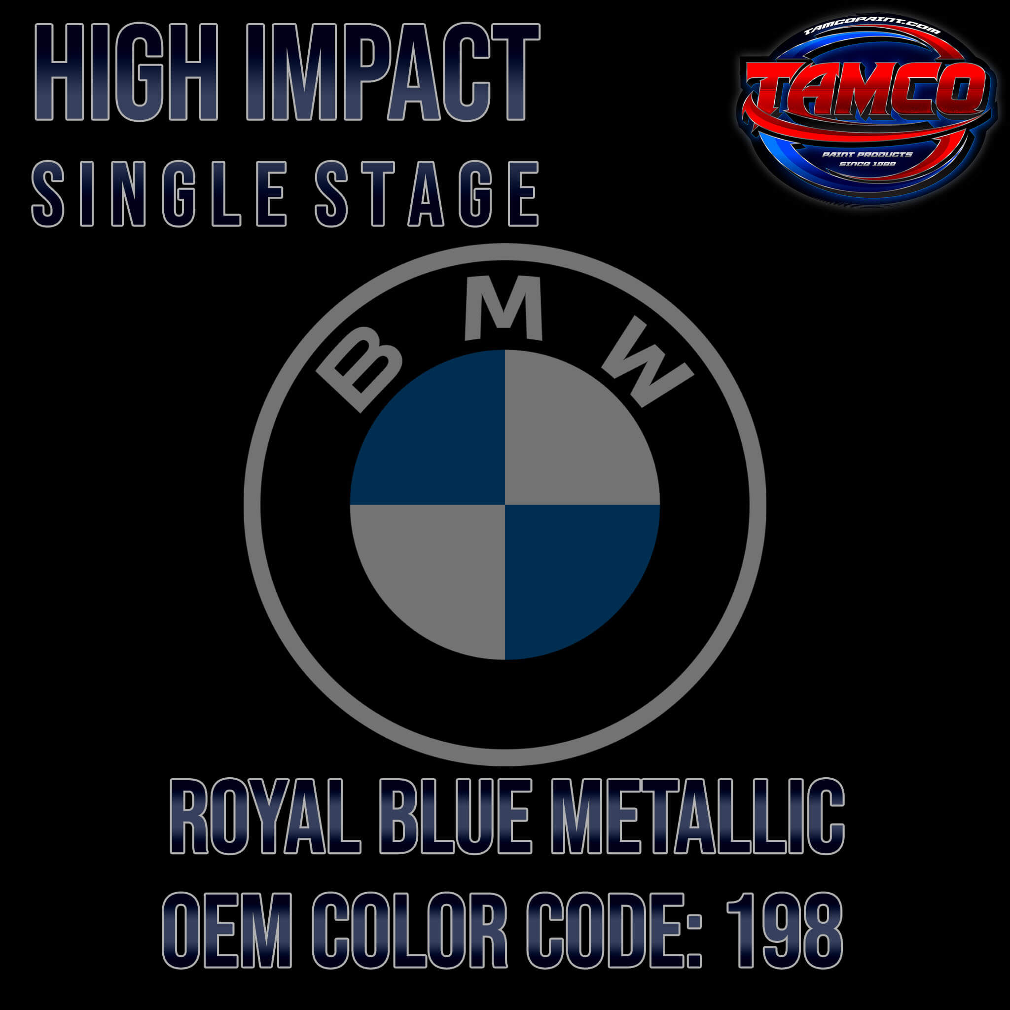 BMW Royal Blue Metallic | 198 | 1987-1990 | OEM High Impact Single Sta