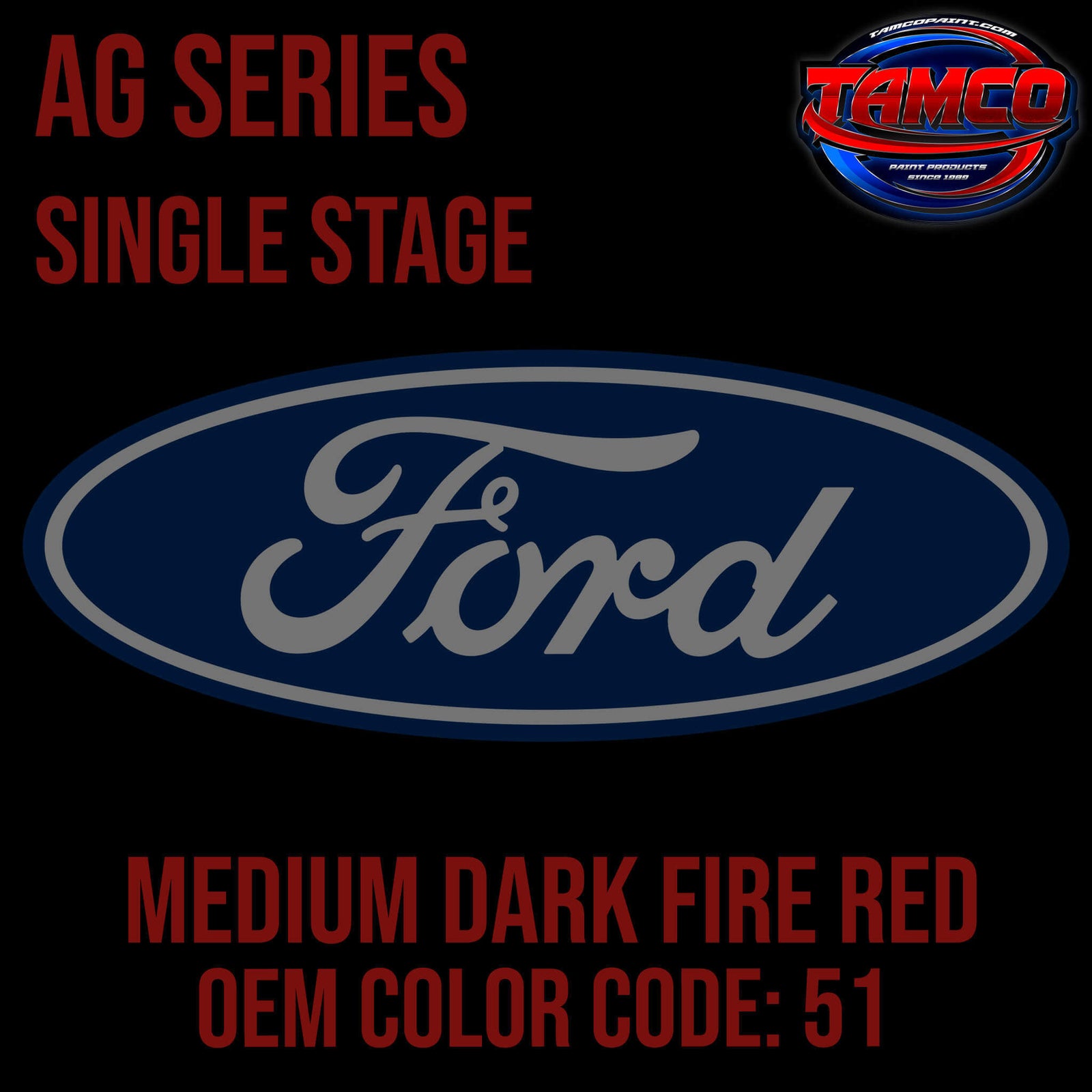 Ford Medium Dark Fire Red | 51 | 1984-1987 | OEM AG Series Single Stag